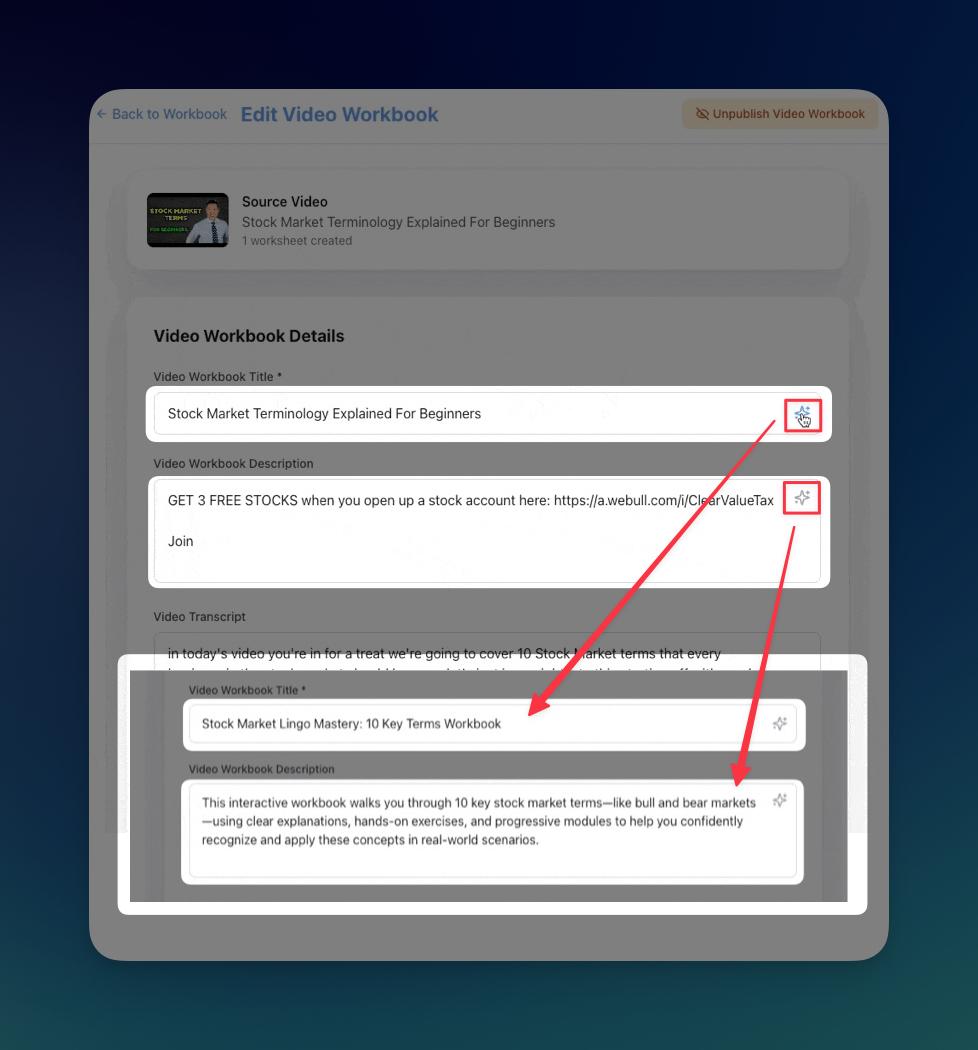 Workbookly - Turn YouTube Videos into Interactive Workbooks